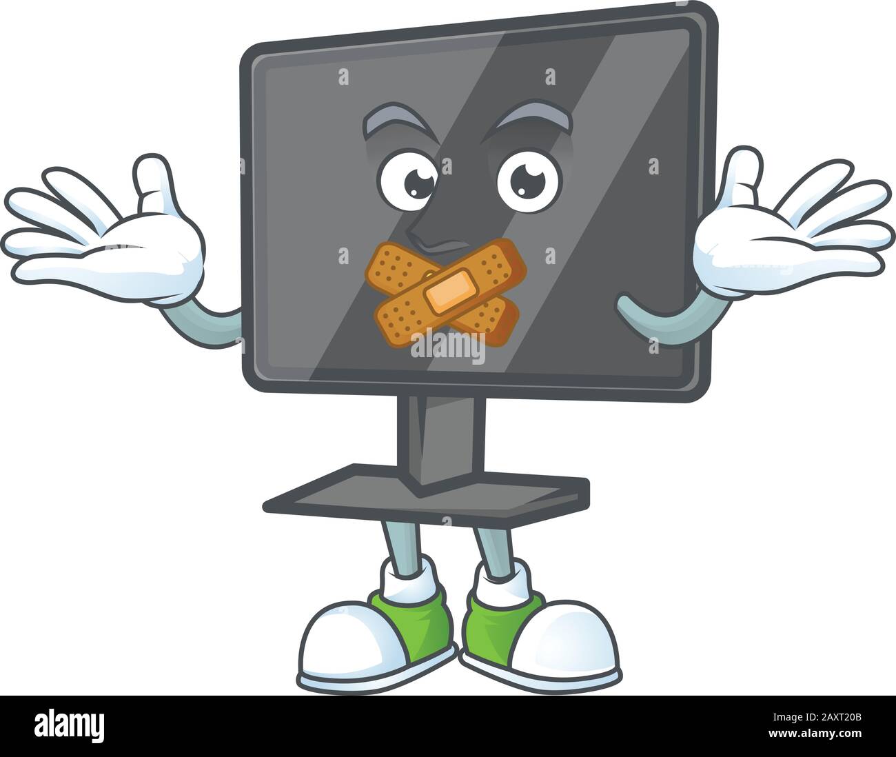mascot cartoon character design of computer screen making a silent ...