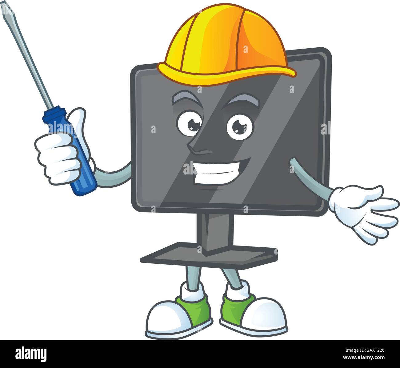 Smart automotive computer screen in cartoon character style Stock ...