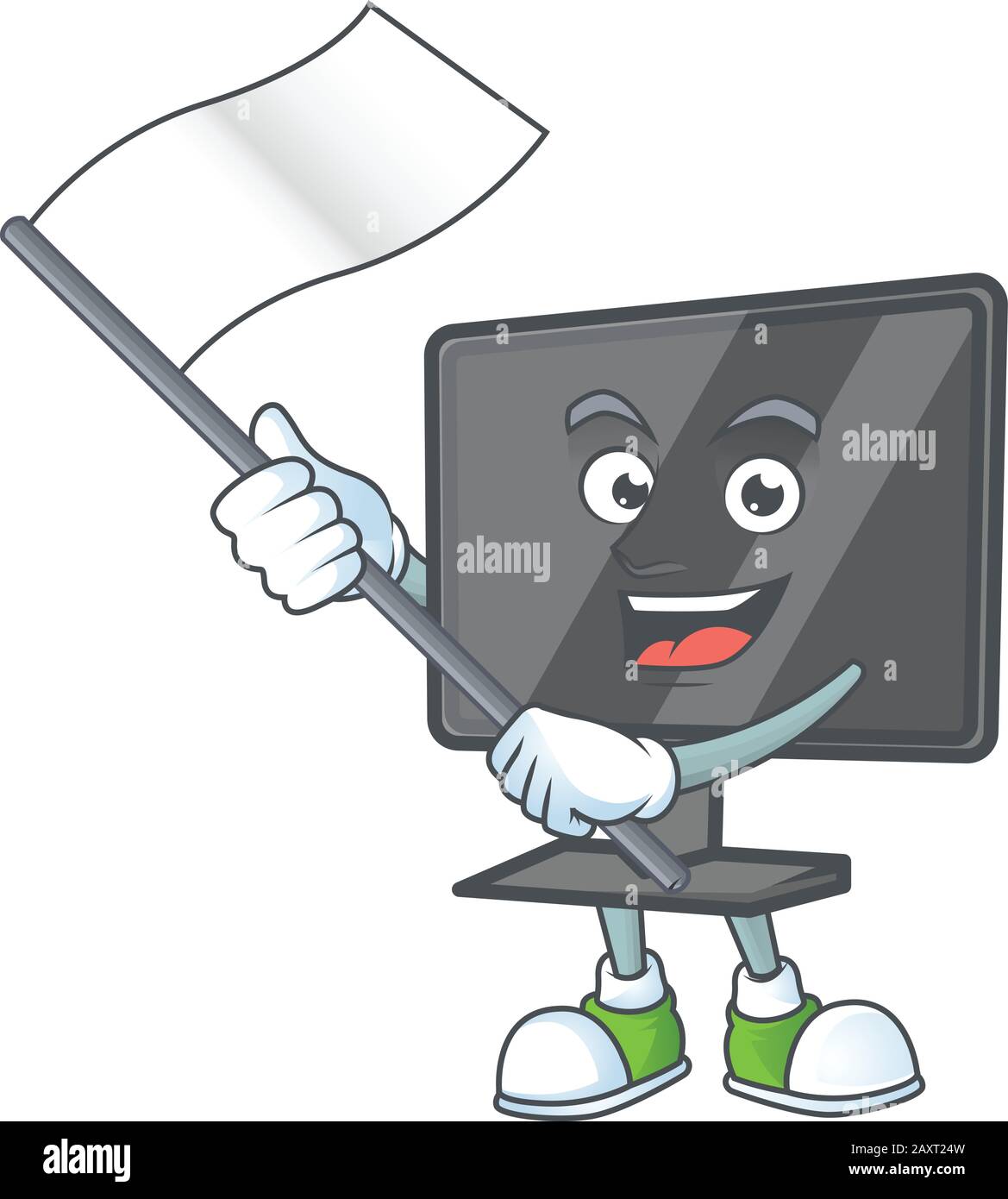 Funny computer screen cartoon character design with a flag Stock Vector ...