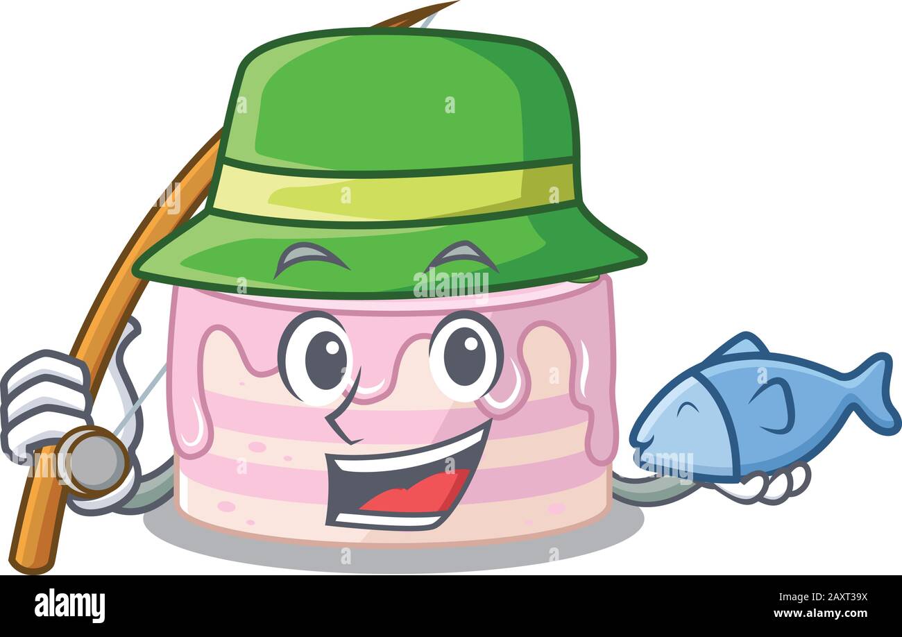 A Picture of happy Fishing strawberry cake design Stock Vector Image ...
