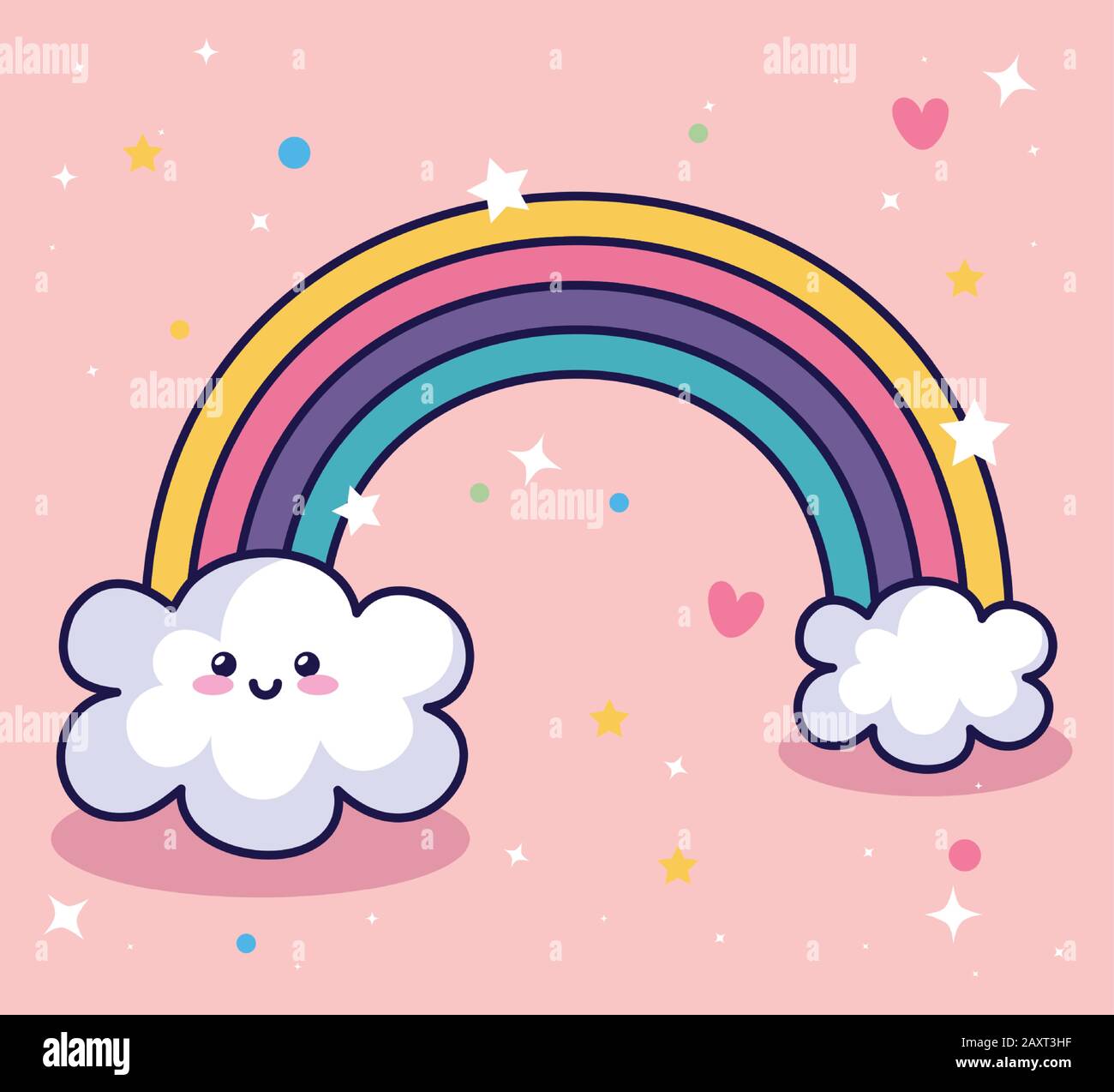 cute rainbow with clouds kawaii style Stock Vector Image & Art - Alamy