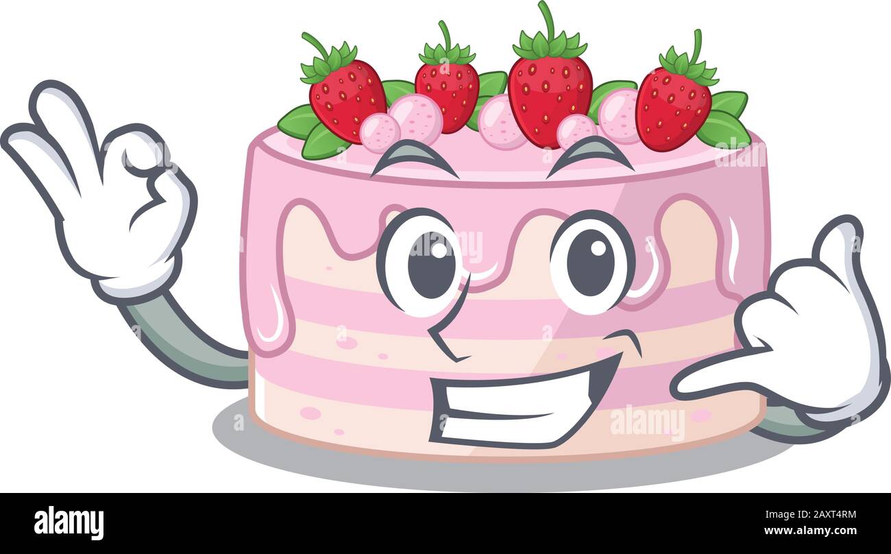 Call me funny strawberry cake cartoon character concept Stock Vector ...