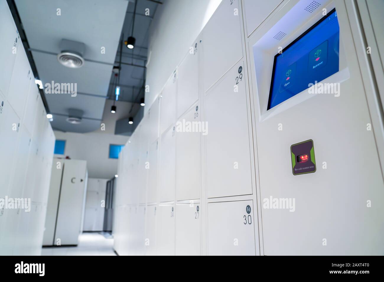 white digital luxury lockers medium size room for tourists Stock Photo ...