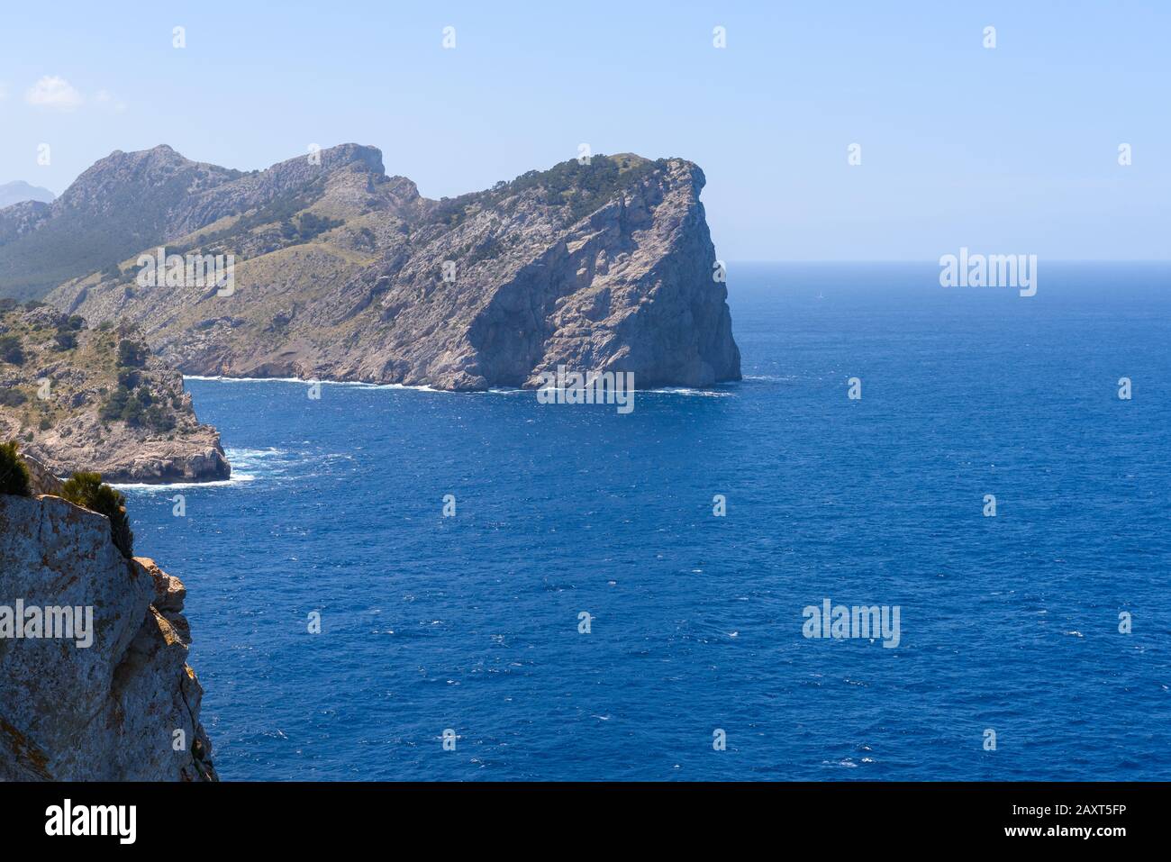 Cap de Formentor on the island of Majorca, a viewpoint to the mountains ...