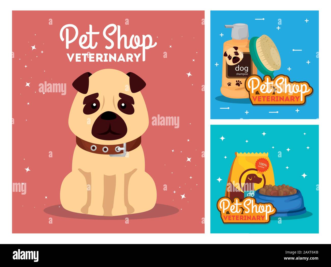 set poster of pet shop veterinary with icons Stock Vector Image & Art ...