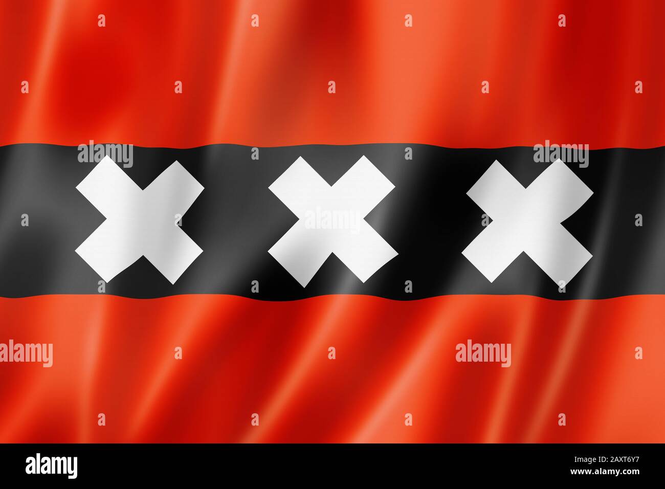 Amsterdam city waving flag, Netherlands. 3D illustration Stock Photo ...