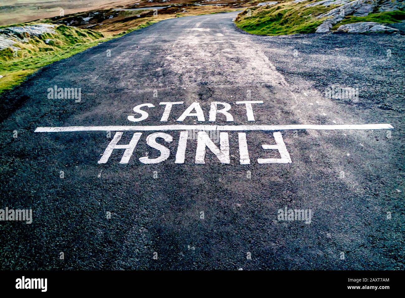 Asphalt texture of race concept with start and finish line Stock Photo ...