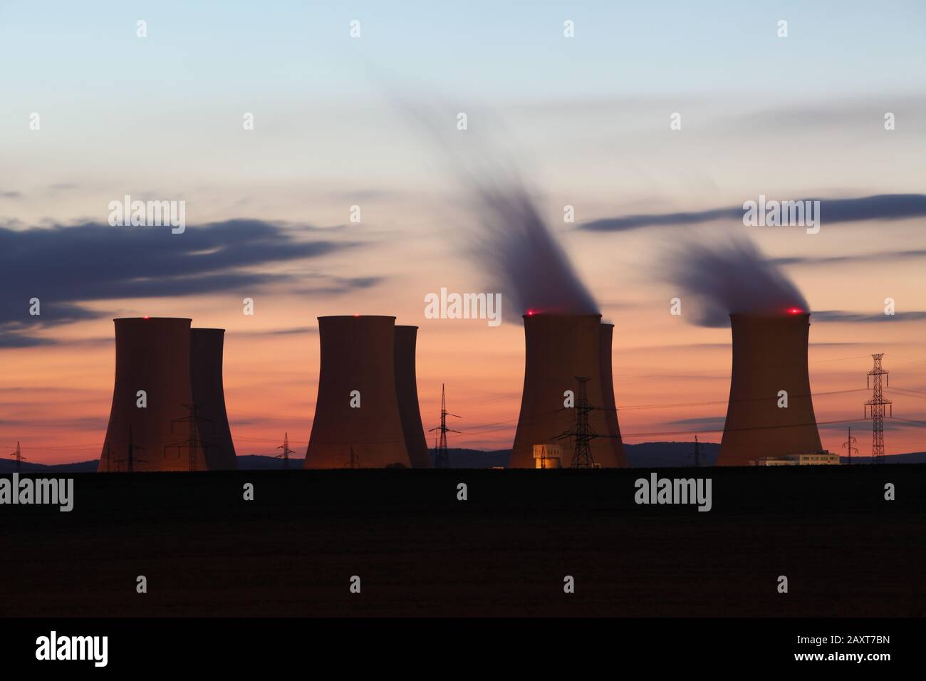 Nuclear power plant by sunset Stock Photo - Alamy