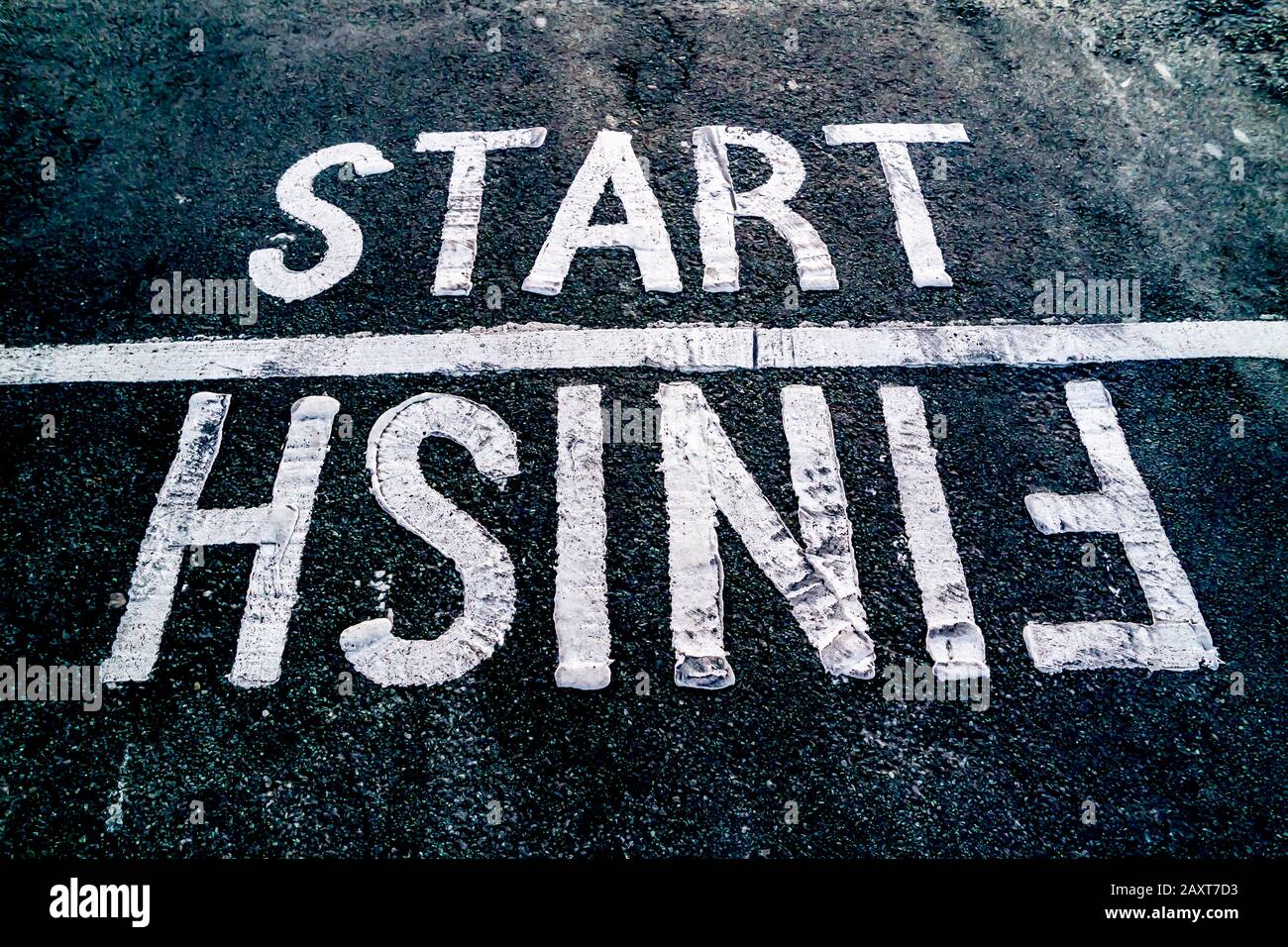 Asphalt texture of race concept with start and finish line Stock Photo ...