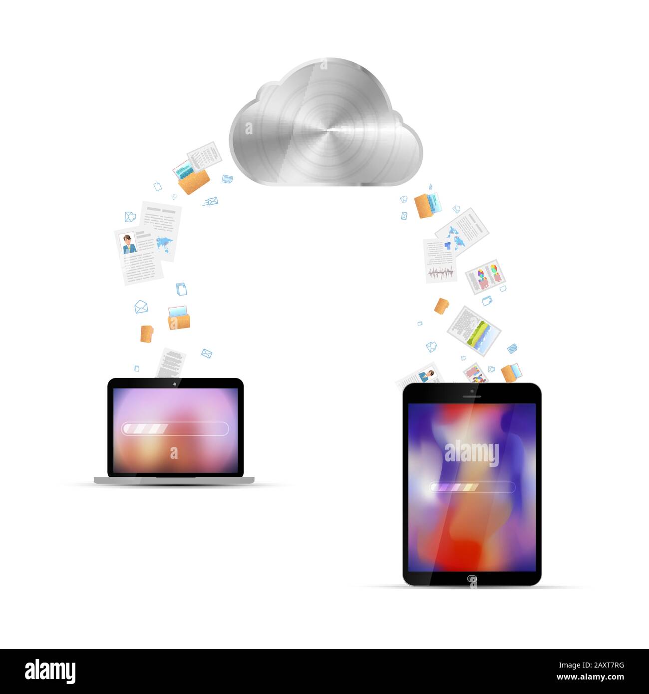 File transfer between tablet and desktop via cloud service, technology ...