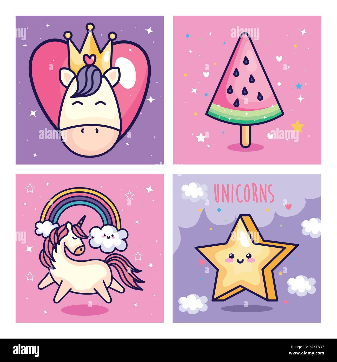 Cute kawaii style watermelon Cut Out Stock Images & Pictures - Alamy