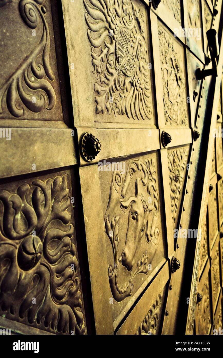 slanted angle of a Gothic medieval portal Stock Photo - Alamy