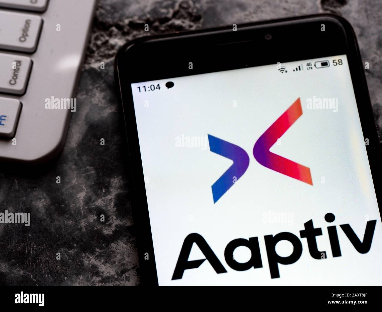 In this photo illustration the Aaptiv e-store logo is seen displayed on ...
