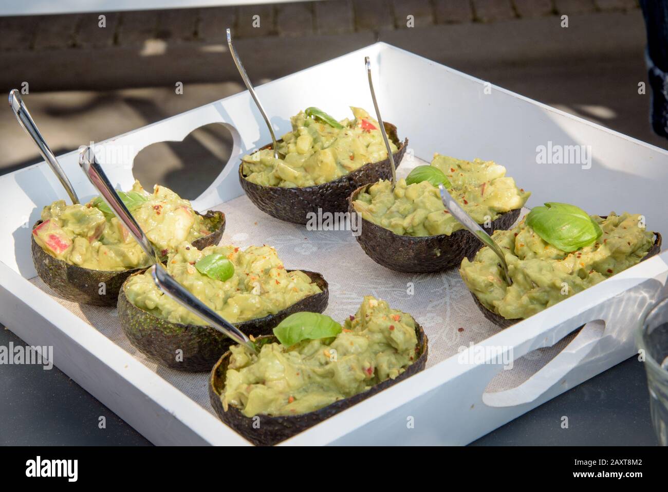 Tasty and healthy avocado snacks Stock Photo - Alamy