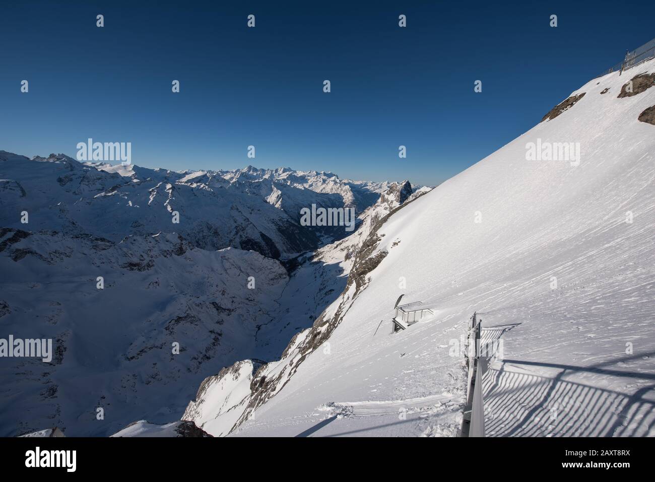 alpine landscape in european alps, view from top of titlis in ...