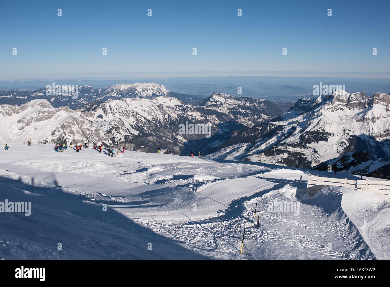 alpine landscape in european alps, view from top of titlis in ...