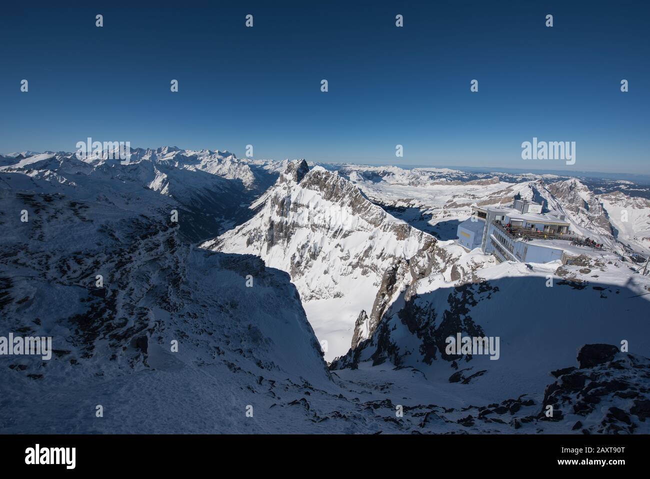 alpine landscape in european alps, view from top of titlis in ...