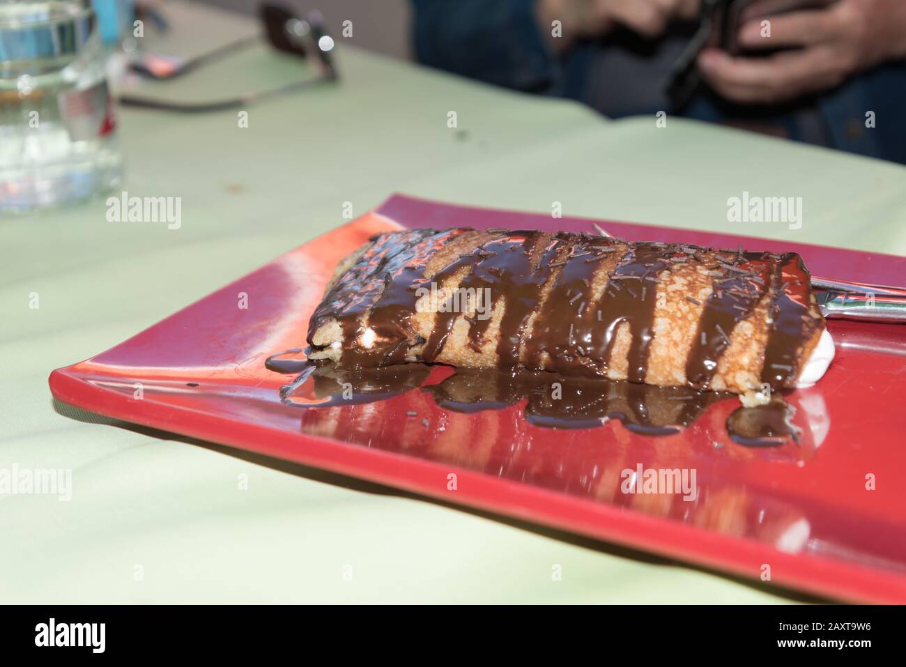 Typical Valencian dessert based on chocolate cake Stock Photo - Alamy