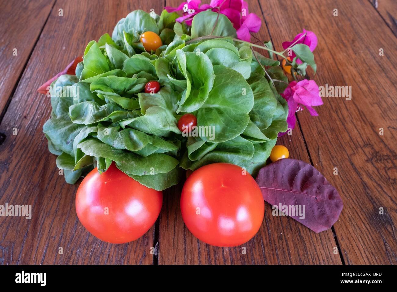 French lettuce, red tomato, cherry tomato, natural food Stock Photo - Alamy