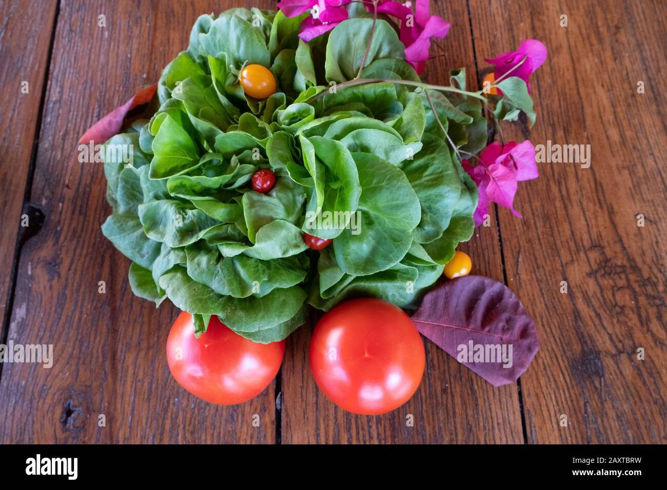French lettuce, red tomato, cherry tomato, natural food Stock Photo - Alamy