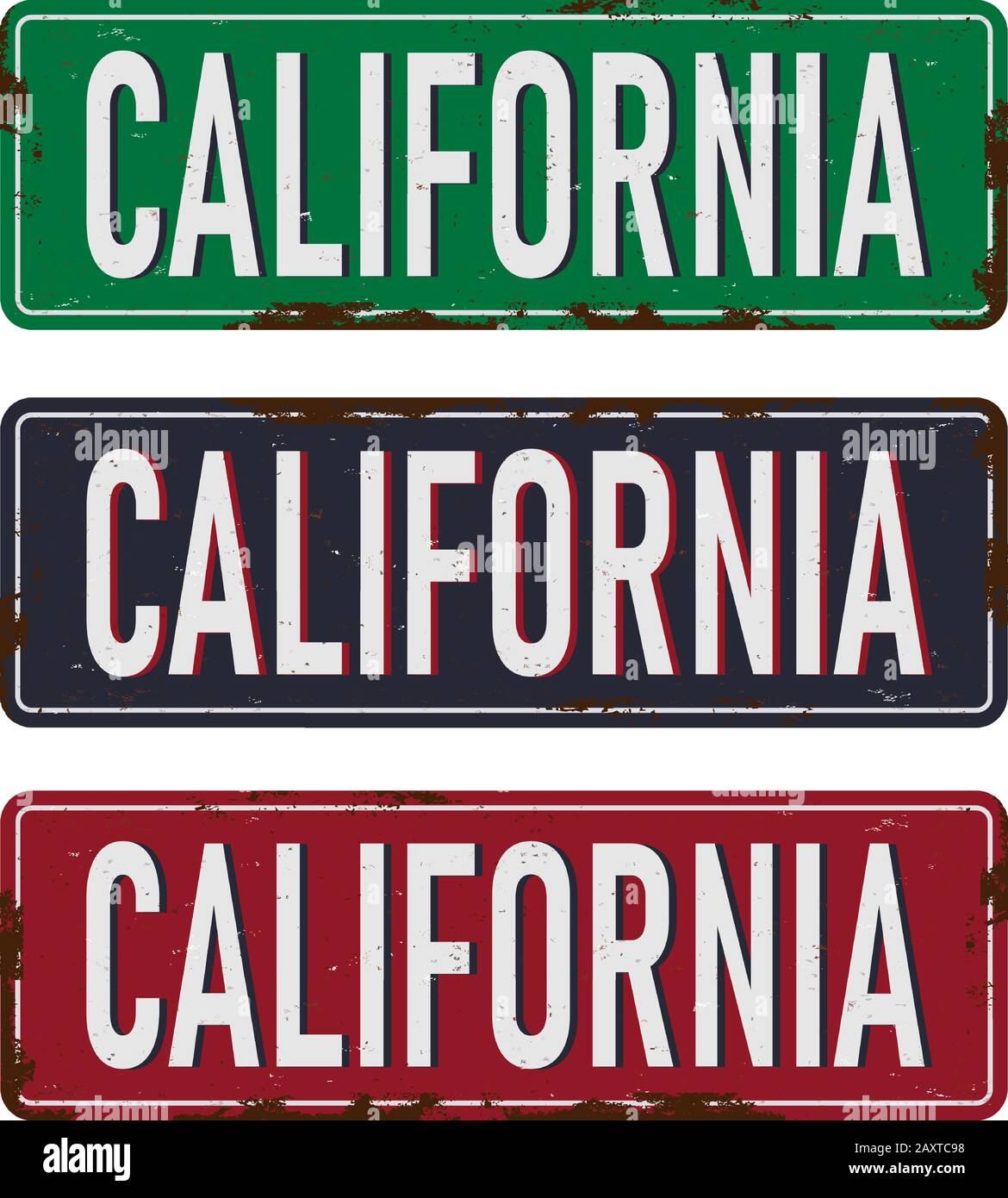 California vintage rusty metal sign on a white background, vector ...