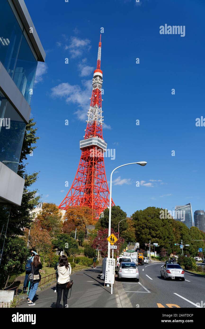 Tokyo, Japan: November 15, 2019: Daylight time lapse of Tokyo tower ...