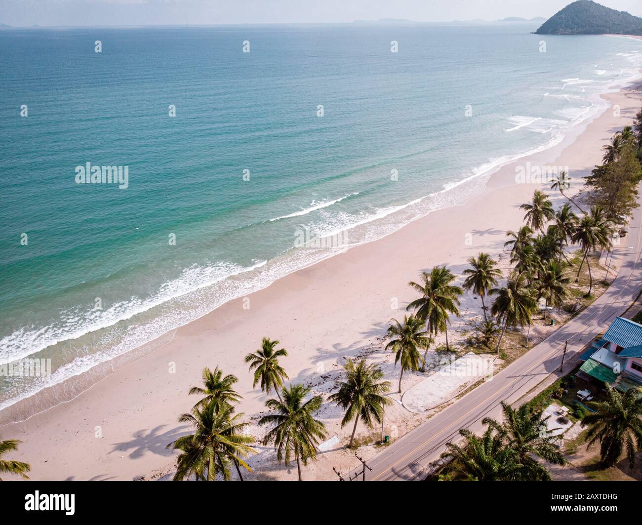 Hat Thun Wua Laen beach in Chumphon area Thailand, drone view from ...