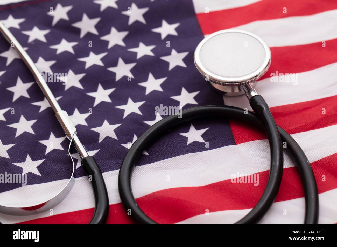 USA Healthcare. Doctors medical stethoscope on a United States of Flag ...