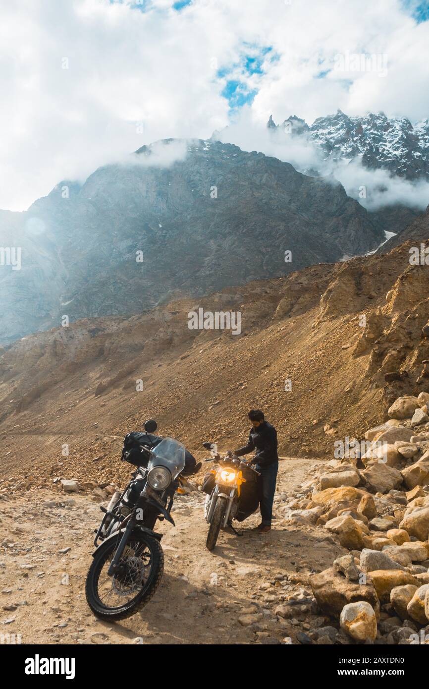Motorcycles riding on the Himalayas Stock Photo - Alamy