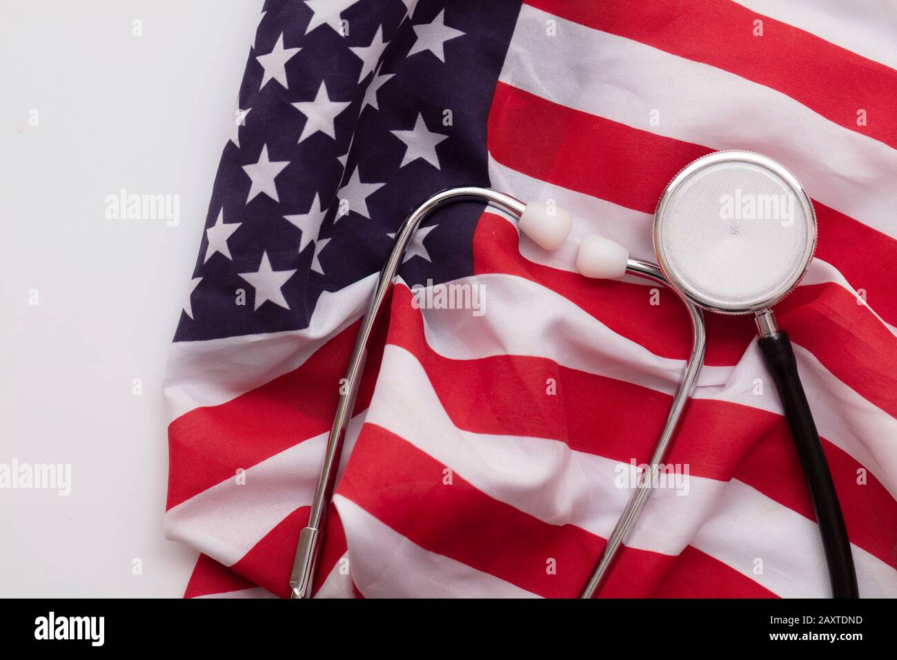 USA Healthcare. Doctors medical stethoscope on a United States of Flag ...