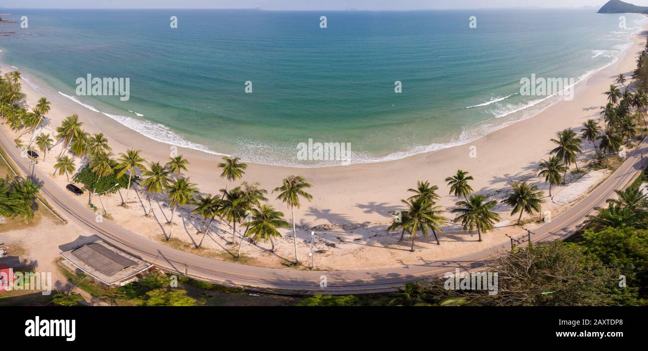 Hat Thun Wua Laen beach in Chumphon area Thailand, drone view from ...