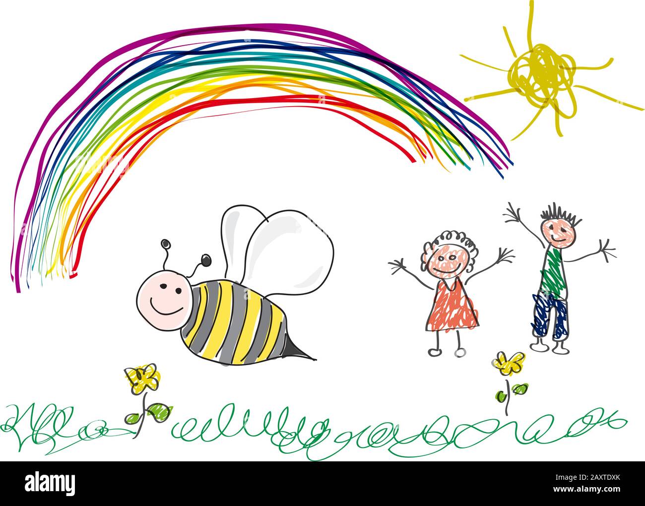 Children drawing in the sun Stock Vector Images - Alamy