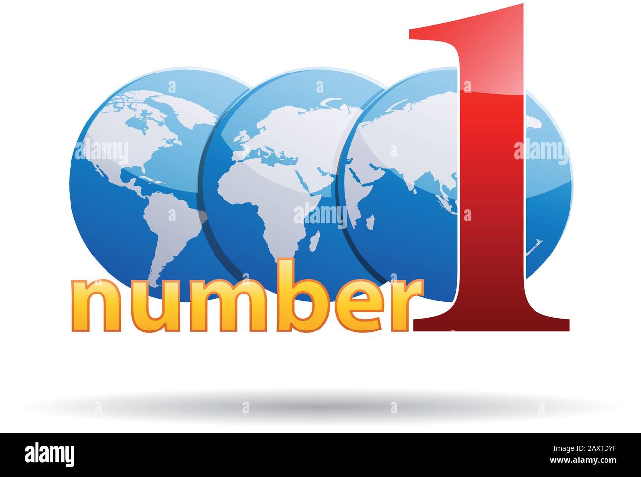 Vector sign number one and globe. Concept of the best in the world ...