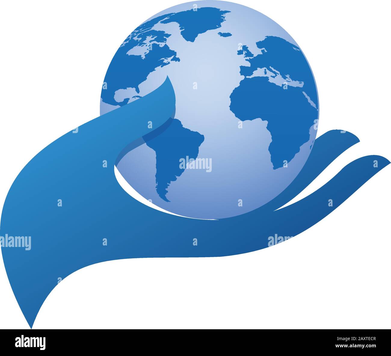 Concept of offer to help the world. Hand and globe. Abstract vector ...