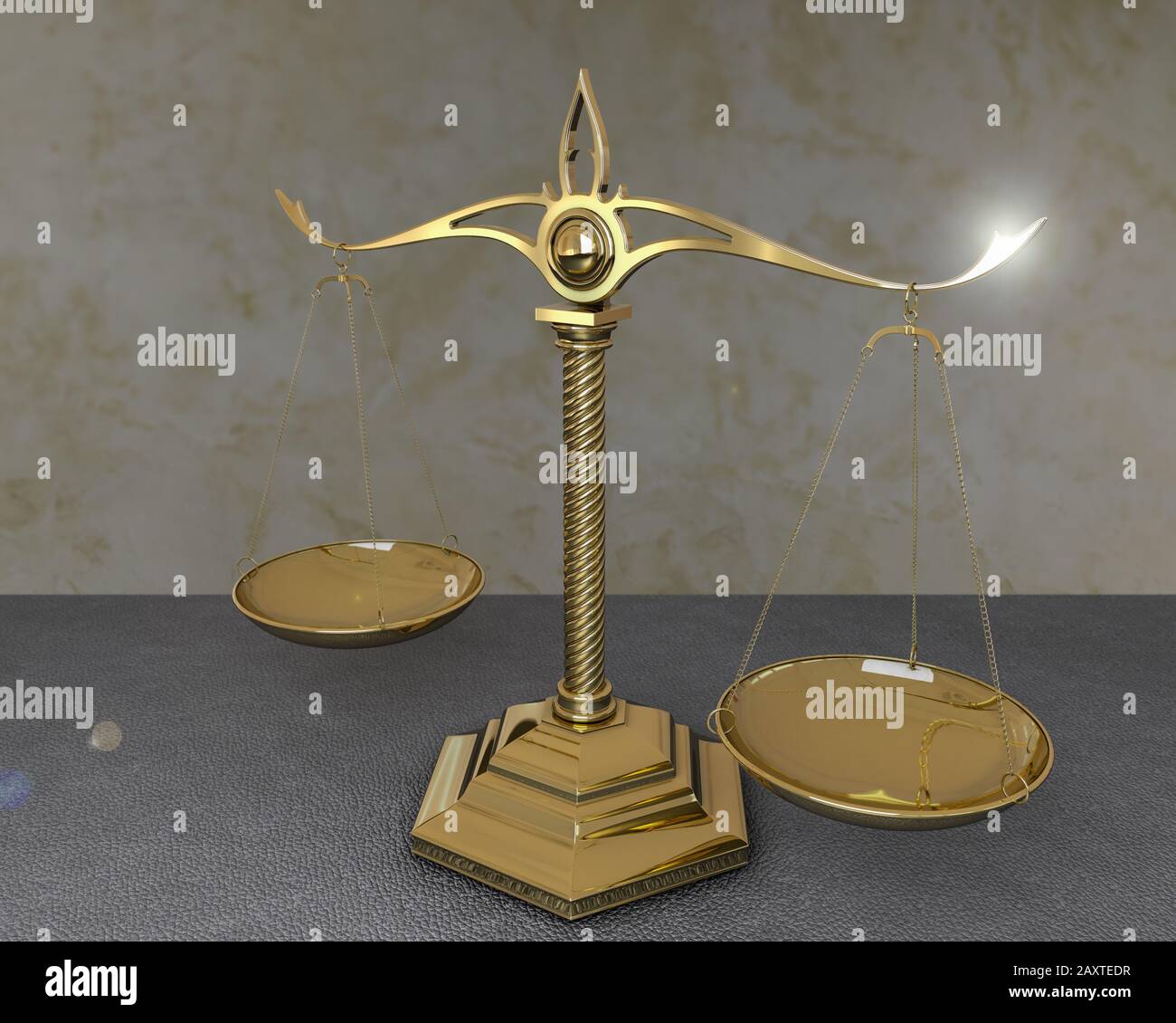 Gold scales of justice. 3D render illustration Stock Photo - Alamy