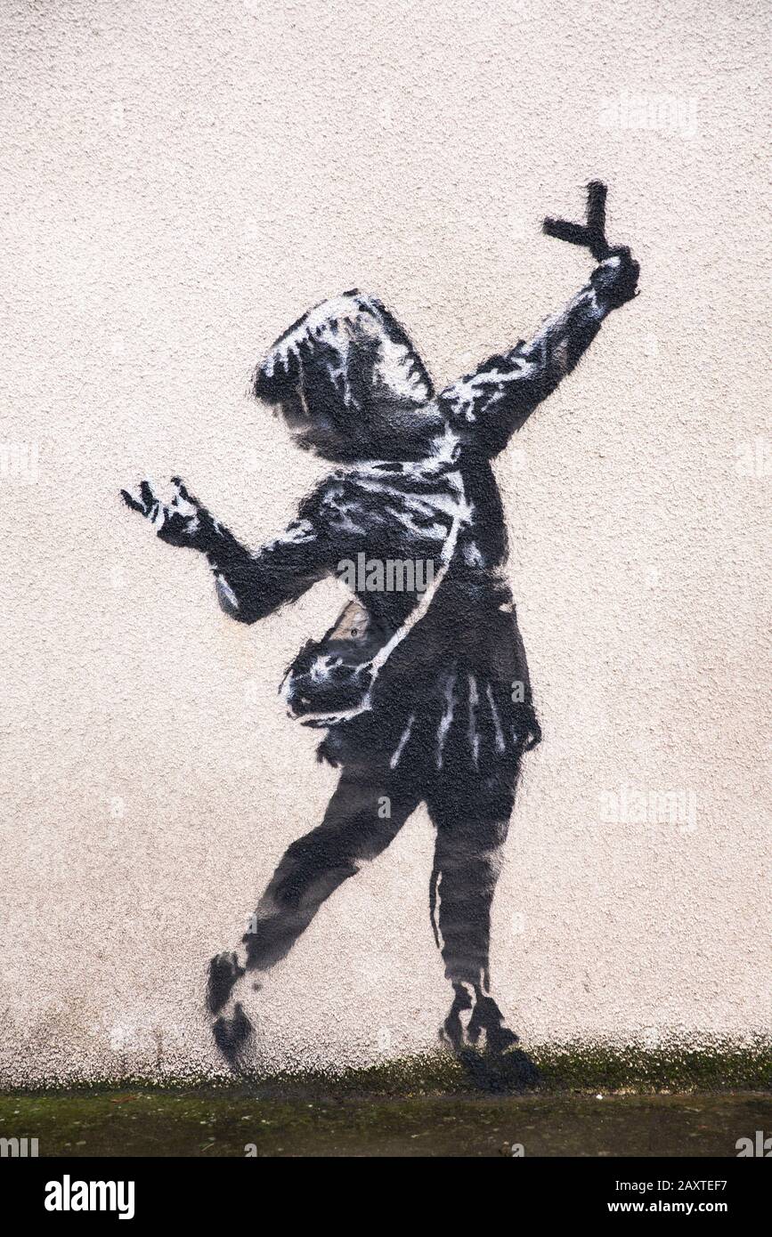 Banksy stencil graffiti bristol hi-res stock photography and images - Alamy