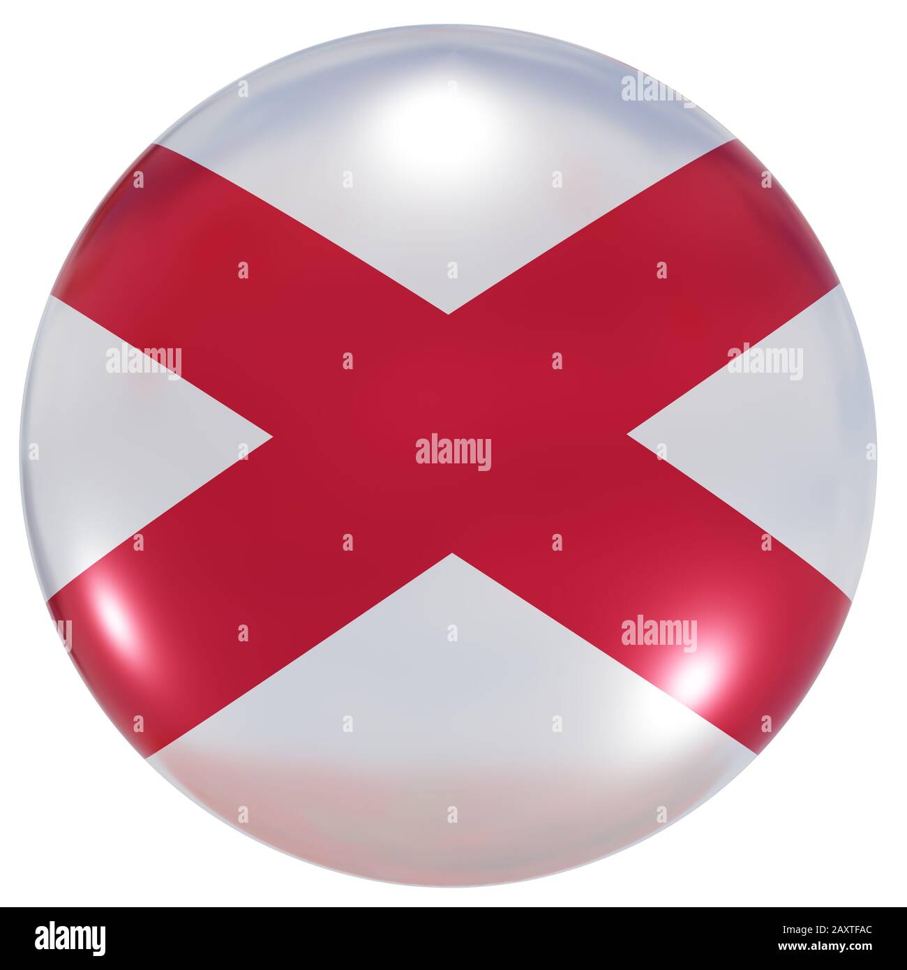 3d rendering of an Alabama USA State flag on a circle icon isolated on ...