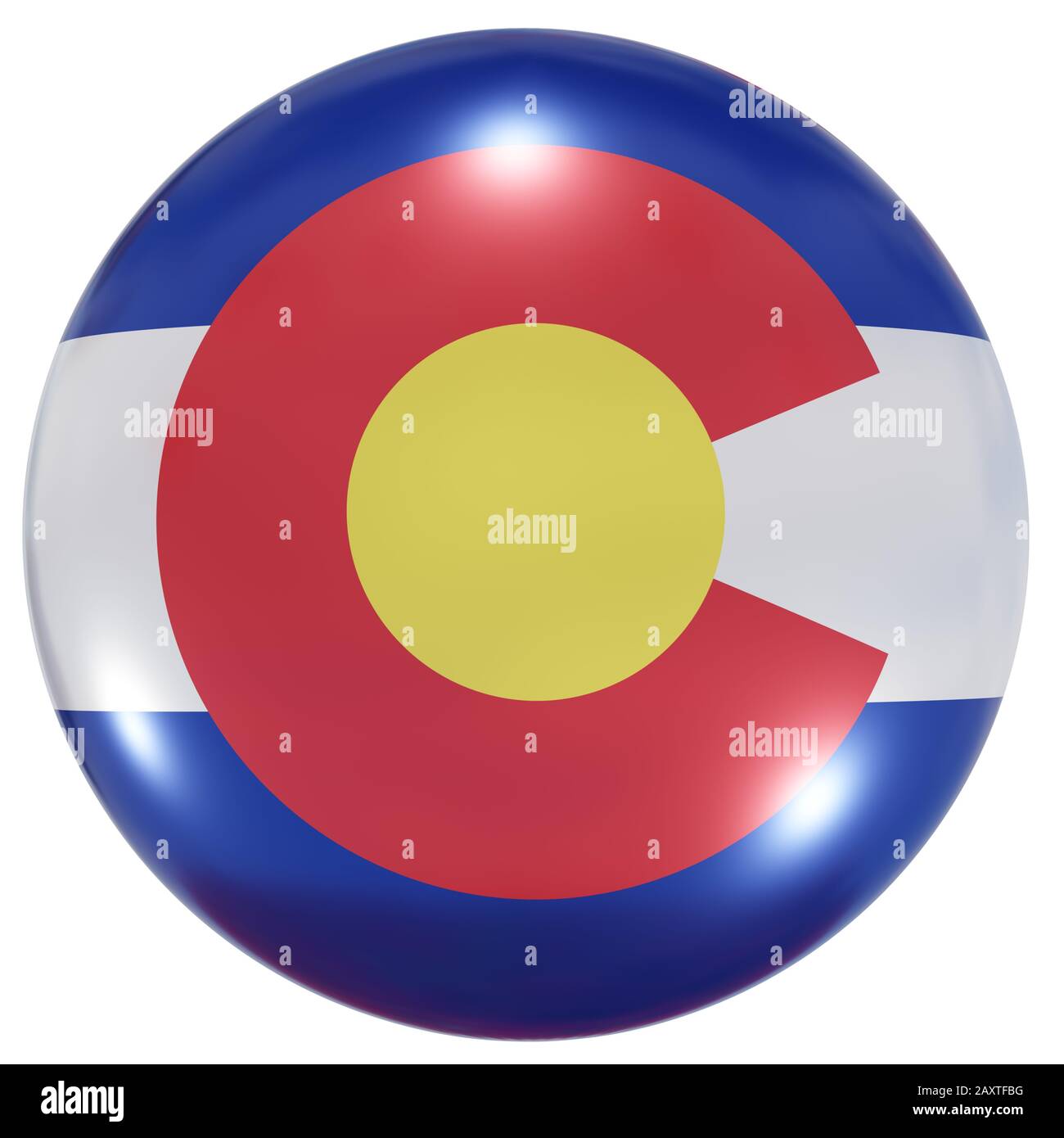 3d rendering of a Colorado USA State flag on a circle icon isolated on ...