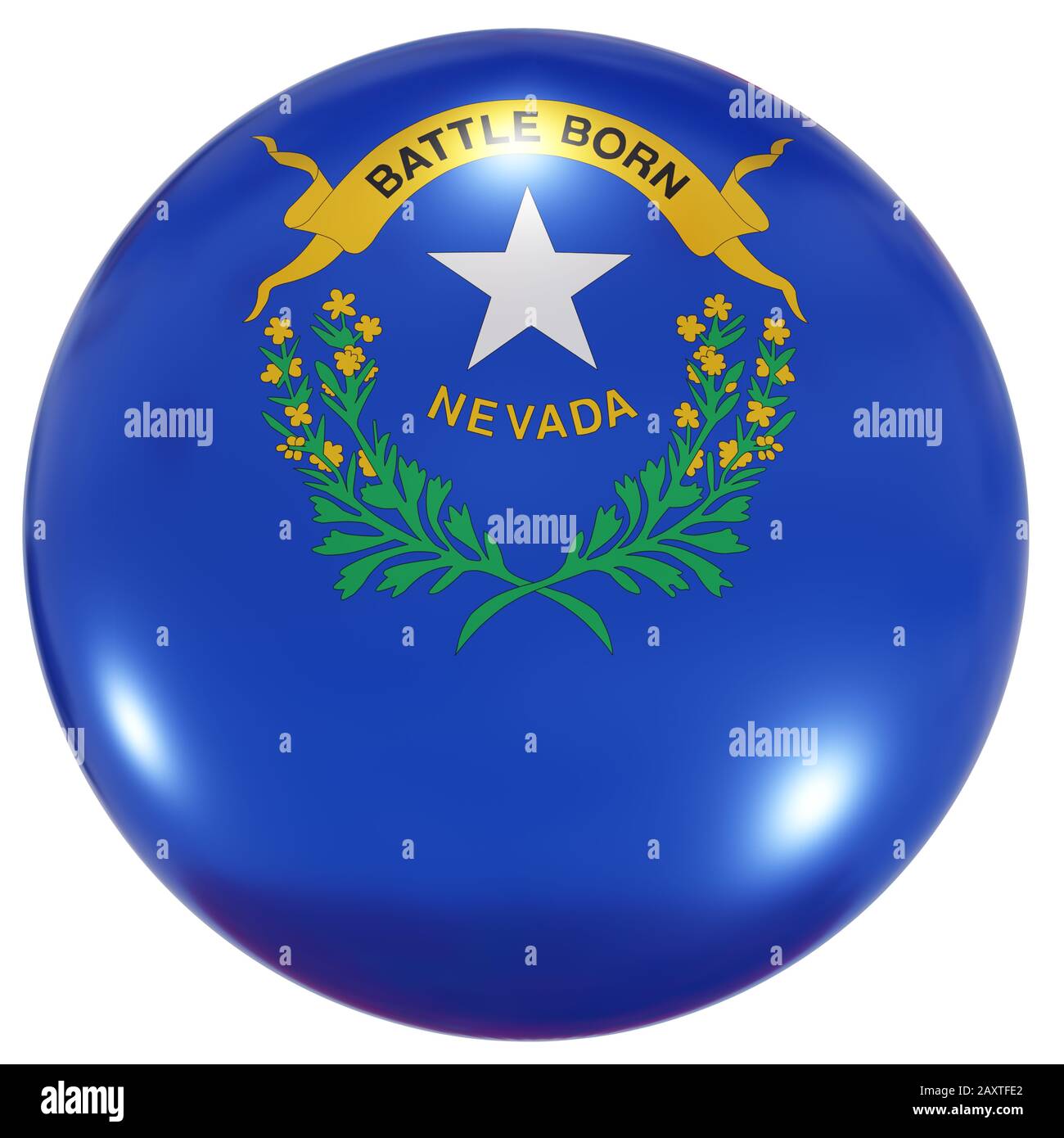 3d rendering of a Nevada USA State flag on a circle icon isolated on ...