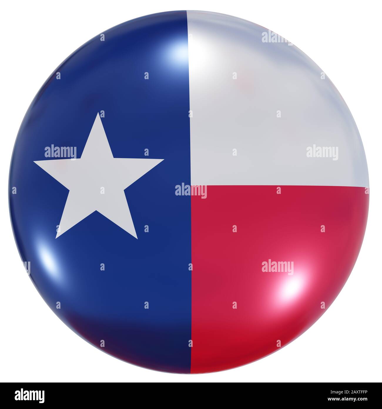 3d rendering of a Texas USA State flag on a circle icon isolated on ...