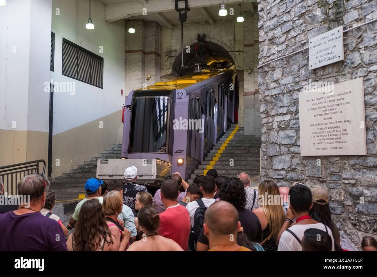 Italy, Lombardy, Lake Como, Como: the Como-Brunate funicular Stock ...