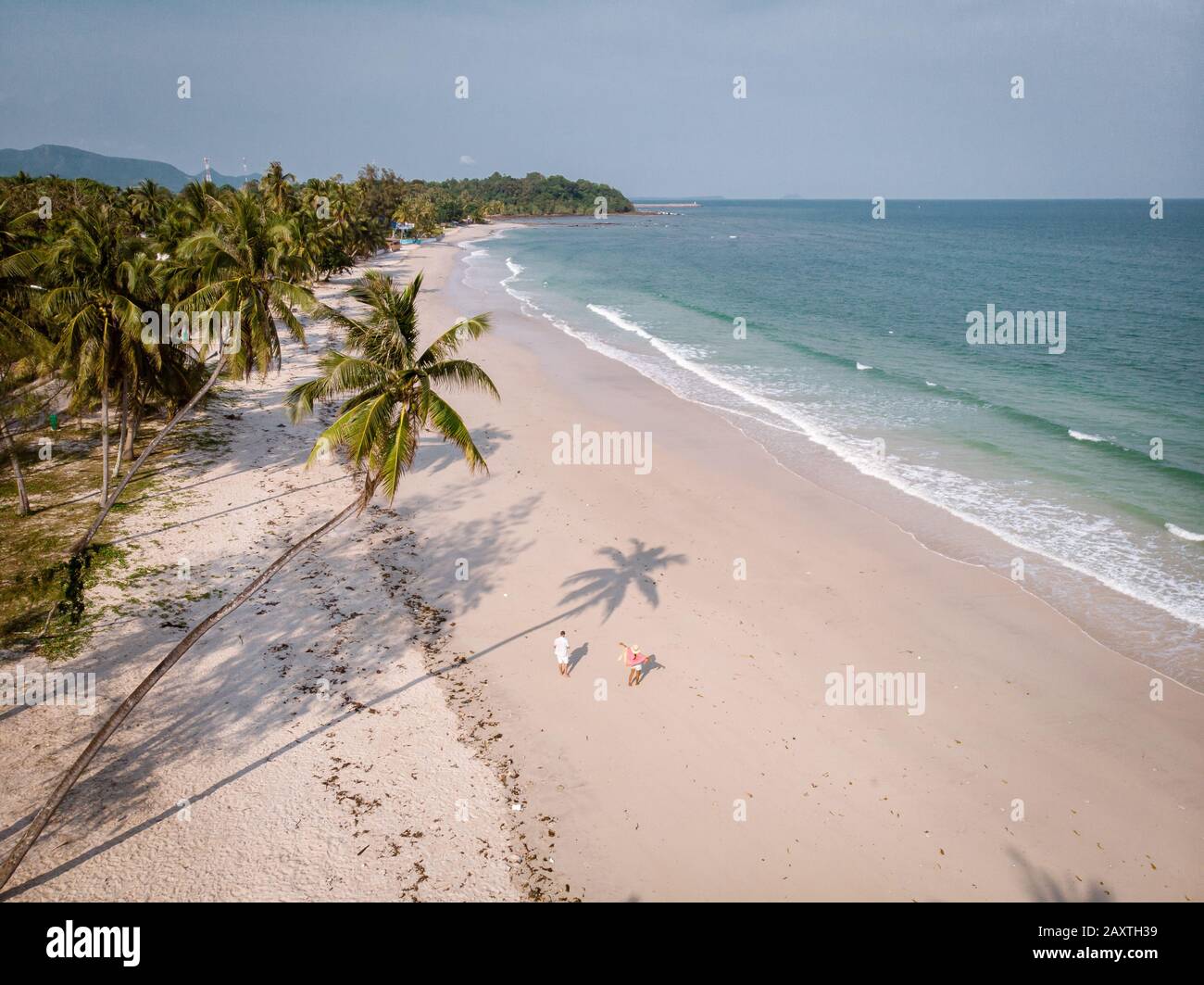 Hat Thun Wua Laen beach in Chumphon area Thailand, drone view from ...