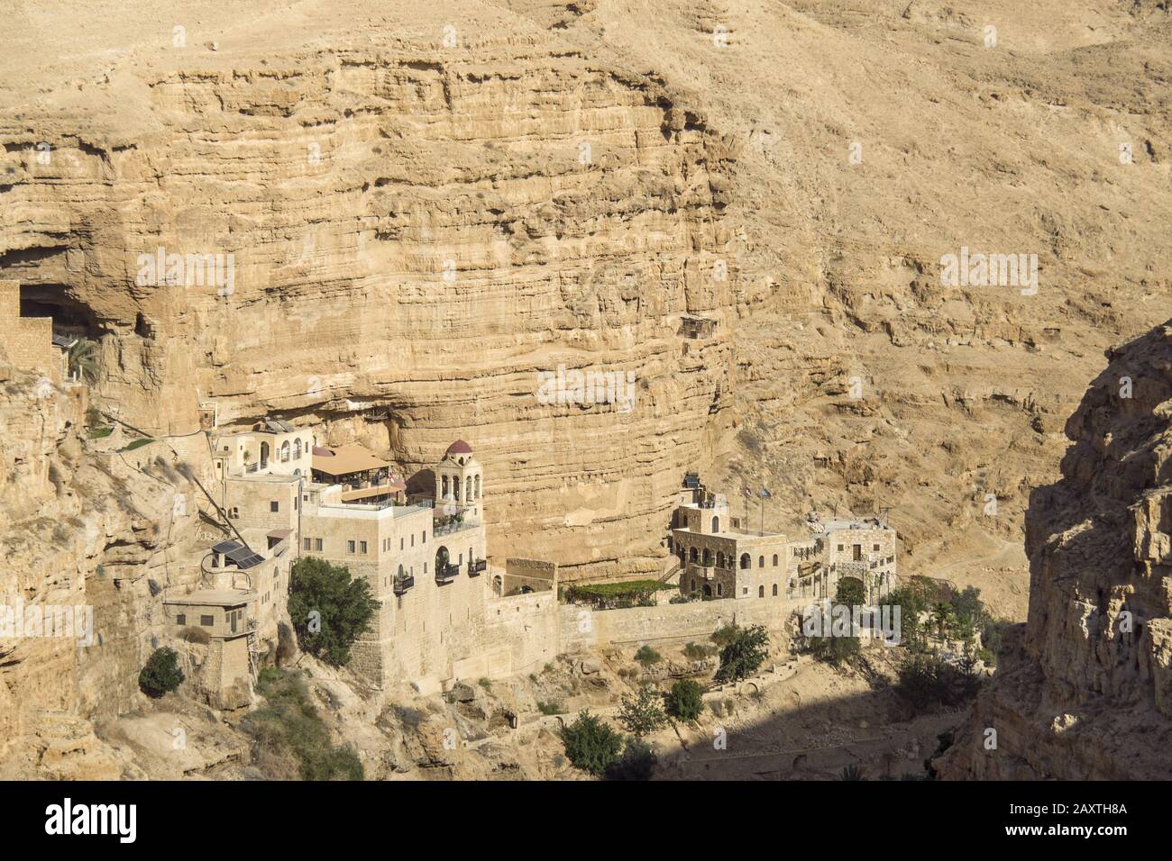 Saint George Church build in rock, Israel border with Jordan Stock ...