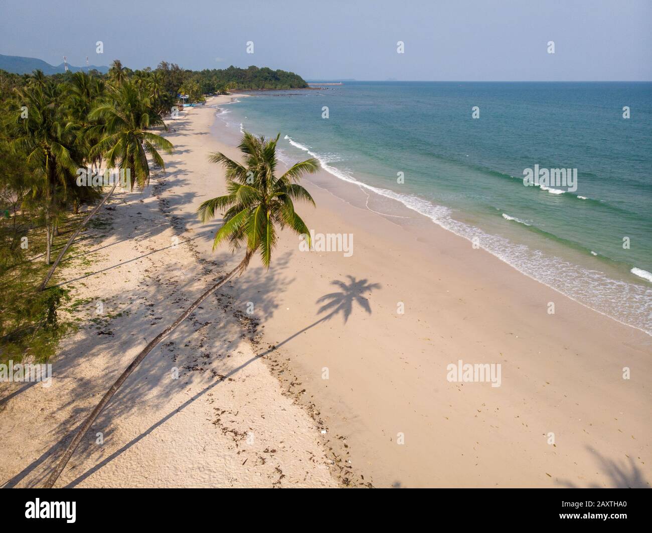 Hat Thun Wua Laen beach in Chumphon area Thailand, drone view from ...