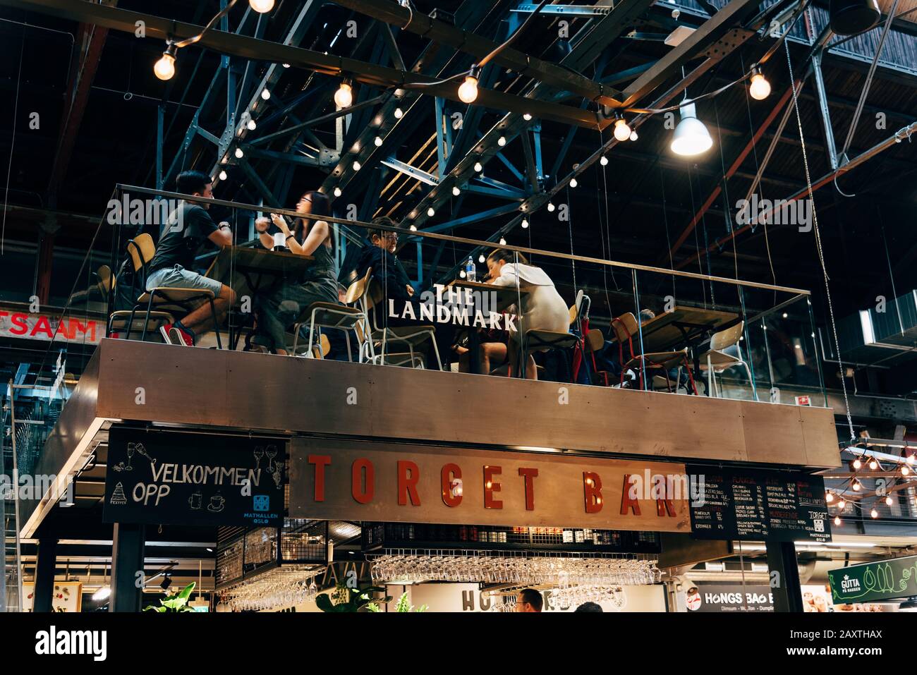 Oslo, Norway - August 11, 2019: View of Mathallen Oslo, a food market ...