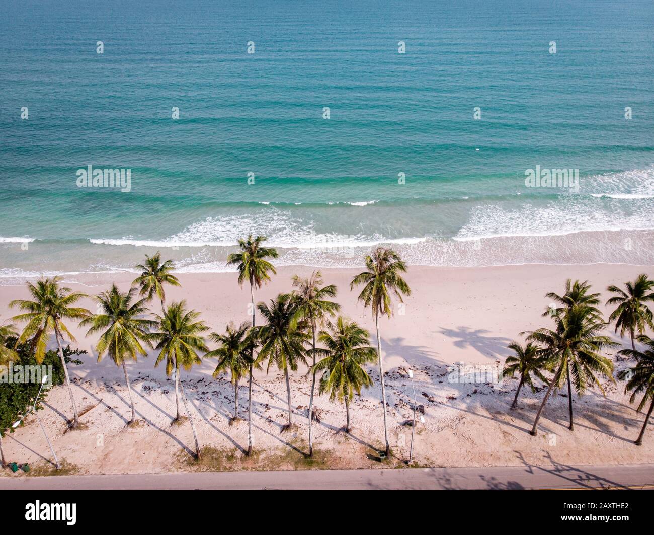Hat Thun Wua Laen beach in Chumphon area Thailand, drone view from ...