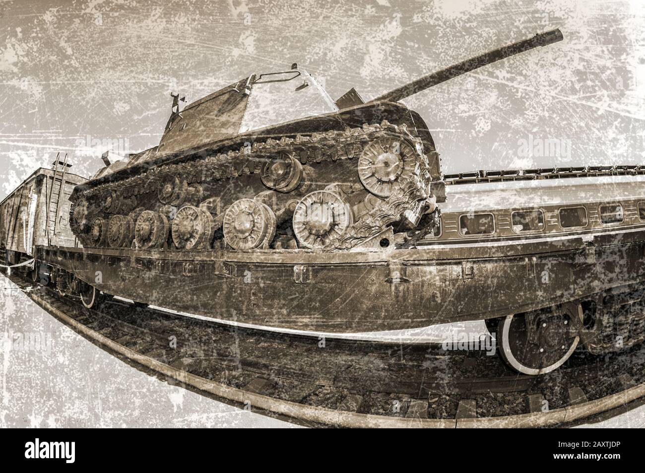 Old soviet army military tank on the railway platform Stock Photo - Alamy