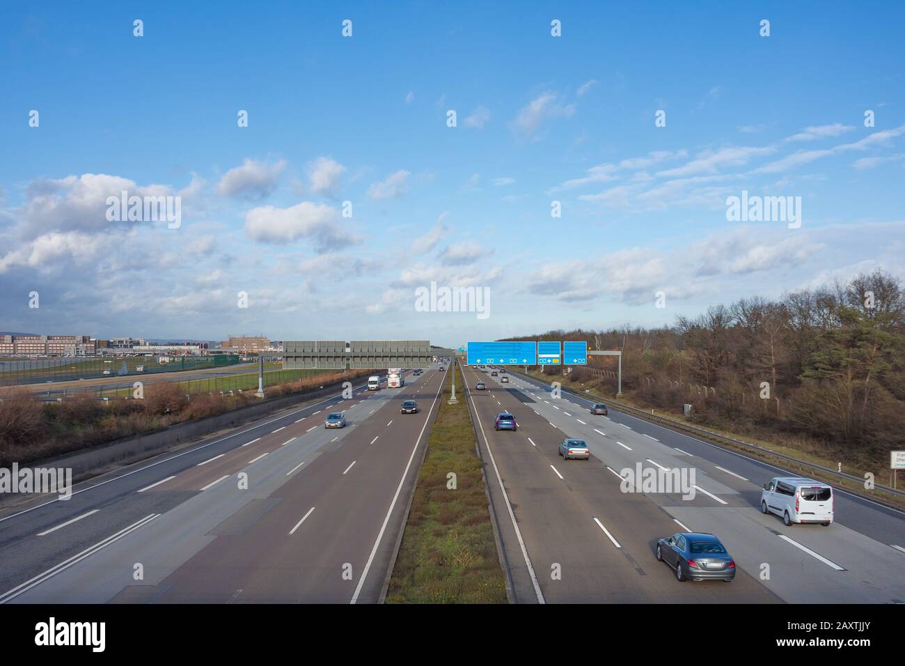 Highway Autobahn traffic aerial view in day time Stock Photo - Alamy