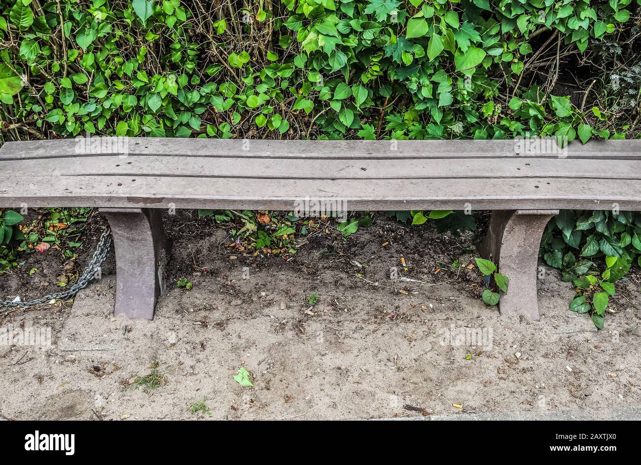 Lonely old and cosy bench in a park area Stock Photo - Alamy