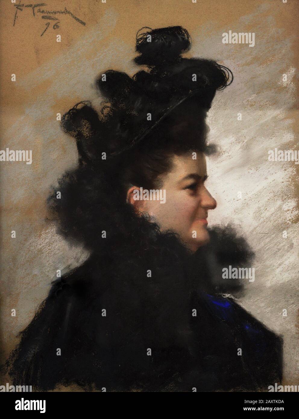 Emilia Pardo Bazan (1851-1921). Spanish writer. Portrait of Mrs. Bazan ...